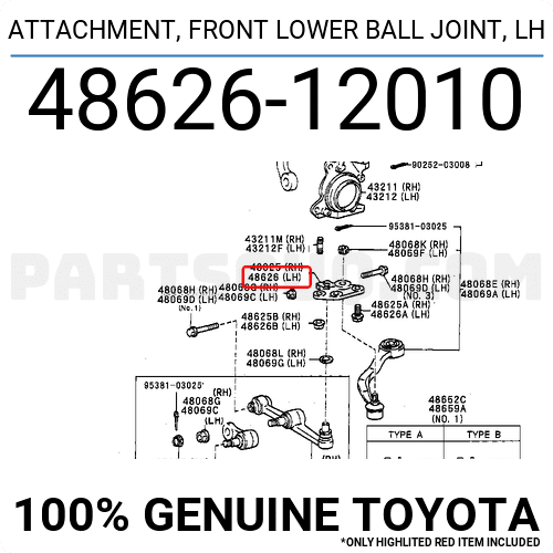 ATTACHMENT, FRONT LOWER BALL JOINT, LH 4862612010 | Toyota Parts | PartSouq