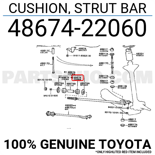 CUSHION, STRUT BAR 4867422060 | Toyota Parts | PartSouq