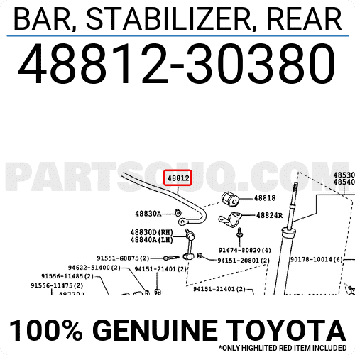 BAR, STABILIZER, REAR 4881230380 | Toyota Parts | PartSouq