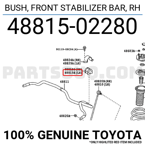 BUSH, FRONT STABILIZER BAR, RH 4881502280 | Toyota Parts | PartSouq
