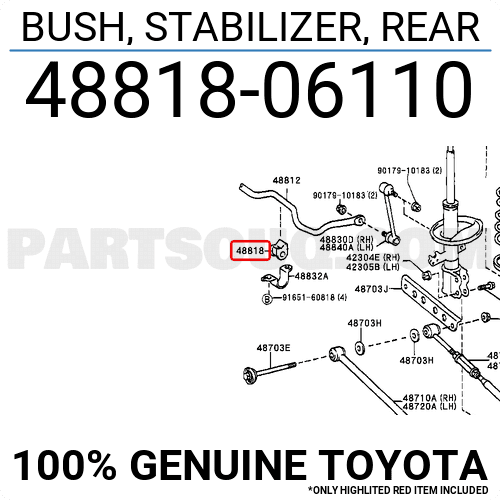 BUSH, STABILIZER, REAR 4881806110 | Toyota Parts | PartSouq