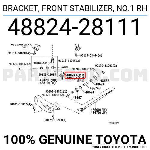 BRACKET, FRONT STABILIZER, NO.1 RH 4882428111 | Toyota Parts | PartSouq