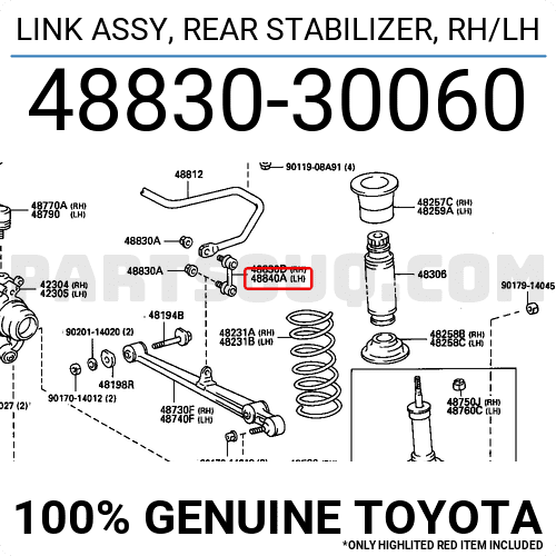 LINK ASSY, REAR STABILIZER, RH/LH 4883030060 | Toyota Parts | PartSouq