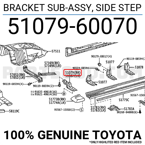BRACKET SUB-ASSY, SIDE STEP 5107960070 | Toyota Parts | PartSouq