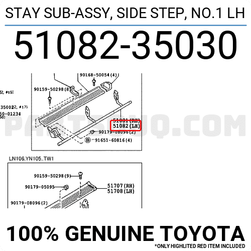 STAY SUB-ASSY, SIDE STEP, NO.1 LH 5108235030 | Toyota Parts | PartSouq