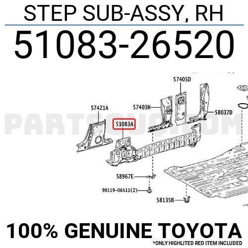 STEP SUB-ASSY, RH 5108326520 | Toyota Parts | PartSouq
