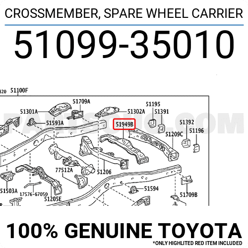 CROSSMEMBER, SPARE WHEEL CARRIER 5109935010 | Toyota Parts | PartSouq