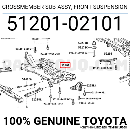 CROSSMEMBER SUB-ASSY, FRONT SUSPENSION 5120102101 | Toyota Parts | PartSouq