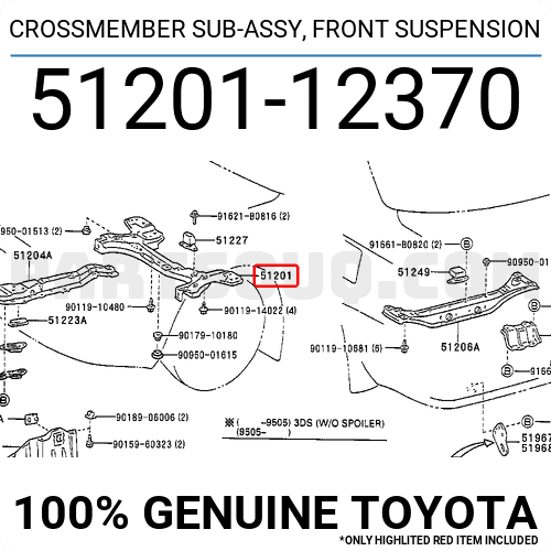 CROSSMEMBER SUB-ASSY, FRONT SUSPENSION 5120112370 | Toyota Parts | PartSouq