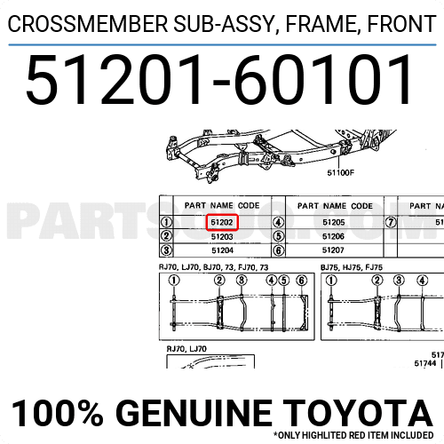 CROSSMEMBER SUB-ASSY, FRAME, FRONT 5120160101 | Toyota Parts | PartSouq