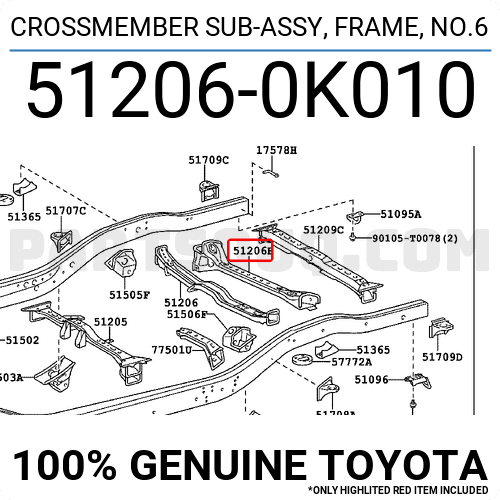 CROSSMEMBER SUB-ASSY, FRAME, NO.6 512060K010 | Toyota Parts | PartSouq