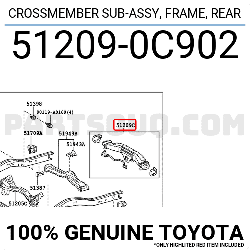 CROSSMEMBER SUB-ASSY, FRAME, REAR 512090C902 | Toyota Parts | PartSouq