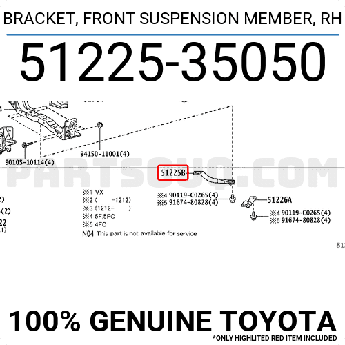 BRACKET, FRONT SUSPENSION MEMBER, RH 5122535050 | Toyota Parts | PartSouq