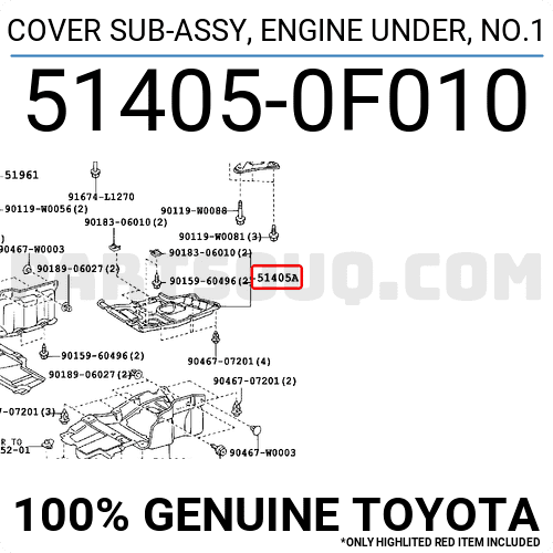 COVER SUB-ASSY, ENGINE UNDER, NO.1 514050F010 | Toyota Parts | PartSouq