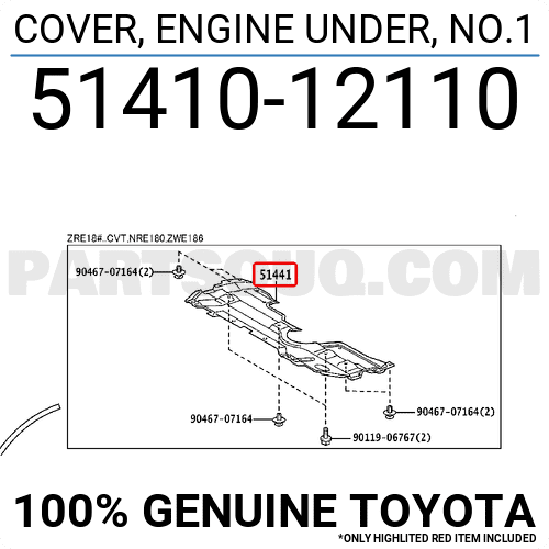 COVER, ENGINE UNDER, NO.1 5141012110 | Toyota Parts | PartSouq