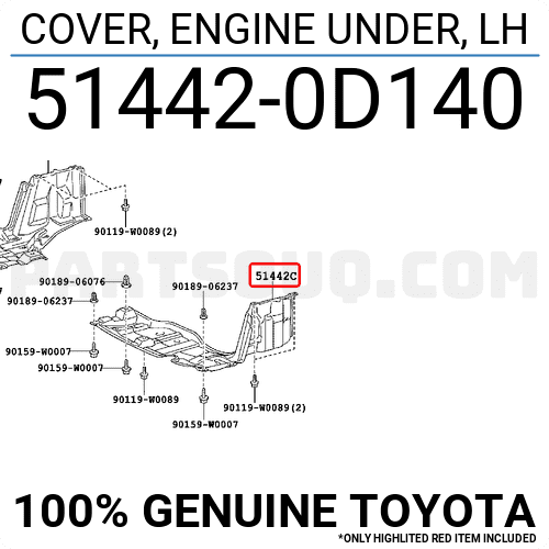COVER, ENGINE UNDER, LH 514420D140 | Toyota Parts | PartSouq
