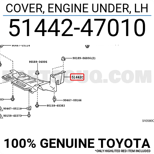COVER, ENGINE UNDER, LH 5144247010 | Toyota Parts | PartSouq