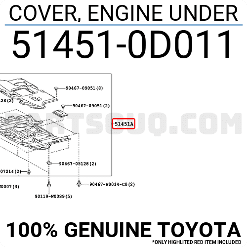COVER, ENGINE UNDER 514510D011 | Toyota Parts | PartSouq