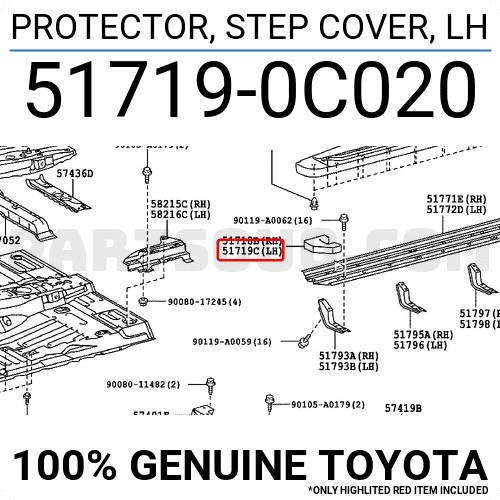 PROTECTOR, STEP COVER, LH 517190C020 | Toyota Parts | PartSouq