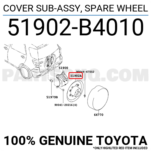 COVER SUB-ASSY, SPARE WHEEL 51902B4010 | Toyota Parts | PartSouq