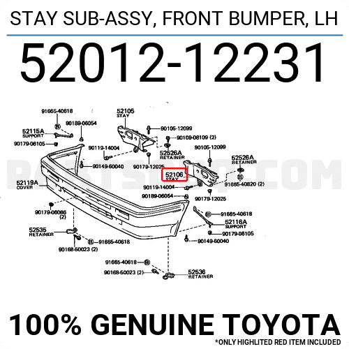 STAY SUB-ASSY, FRONT BUMPER, LH 5201212231 | Toyota Parts | PartSouq