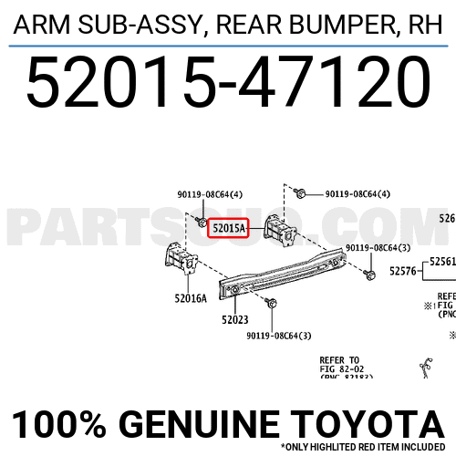 ARM SUB-ASSY, REAR BUMPER, RH 5201547120 | Toyota Parts | PartSouq