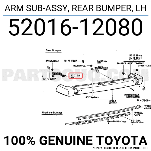 ARM SUB-ASSY, REAR BUMPER, LH 5201612080 | Toyota Parts | PartSouq