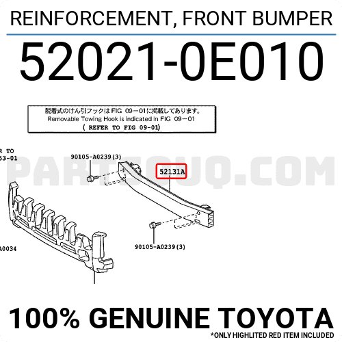 REINFORCEMENT, FRONT BUMPER 520210E010 | Toyota Parts | PartSouq