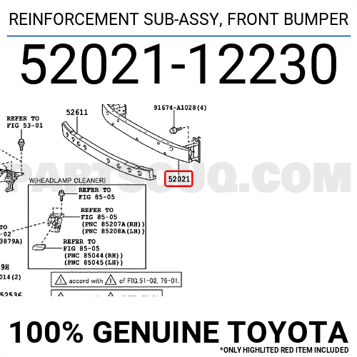 REINFORCEMENT SUB-ASSY, FRONT BUMPER 5202112230 | Toyota Parts | PartSouq