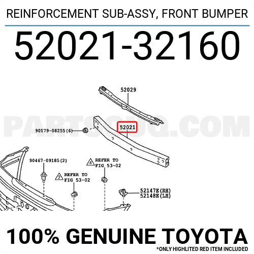 REINFORCEMENT SUB-ASSY, FRONT BUMPER 5202132160 | Toyota Parts | PartSouq