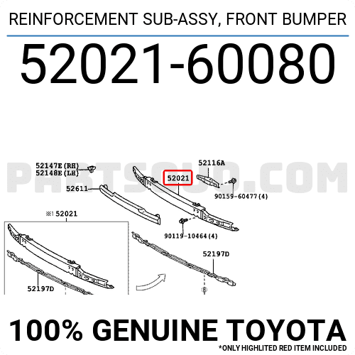 REINFORCEMENT SUB-ASSY, FRONT BUMPER 5202160080 | Toyota Parts | PartSouq
