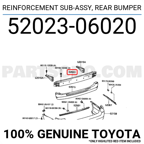 REINFORCEMENT SUB-ASSY, REAR BUMPER 5202306020 | Toyota Parts | PartSouq