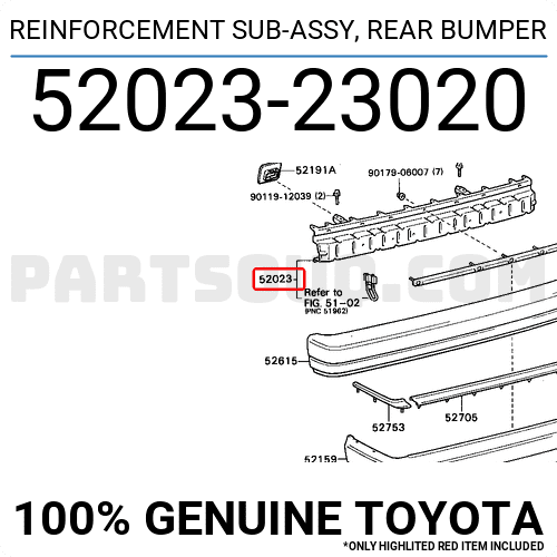 REINFORCEMENT SUB-ASSY, REAR BUMPER 5202323020 | Toyota Parts | PartSouq