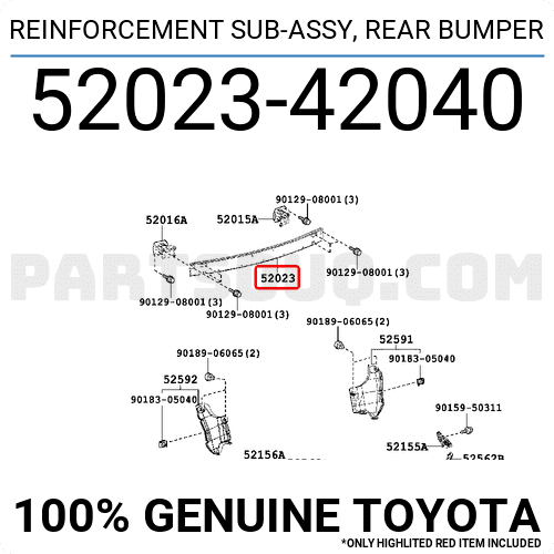 REINFORCEMENT SUB-ASSY, REAR BUMPER 5202342040 | Toyota Parts | PartSouq