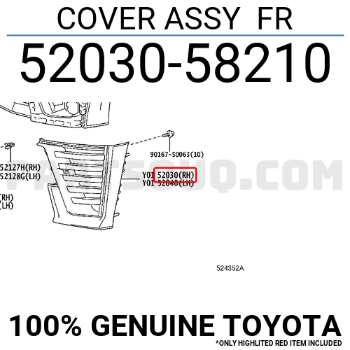 COVER ASSY FR 5203058210 | Toyota Parts | PartSouq