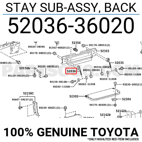 STAY SUB-ASSY, BACK 5203636020 | Toyota Parts | PartSouq