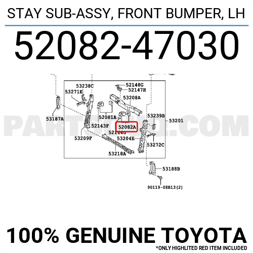 STAY SUB-ASSY, FRONT BUMPER, LH 5208247030 | Toyota Parts | PartSouq