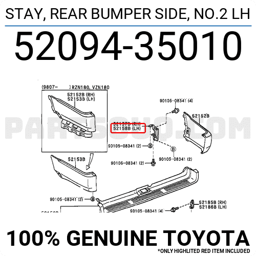 STAY, REAR BUMPER SIDE, NO.2 LH 5209435010 | Toyota Parts | PartSouq