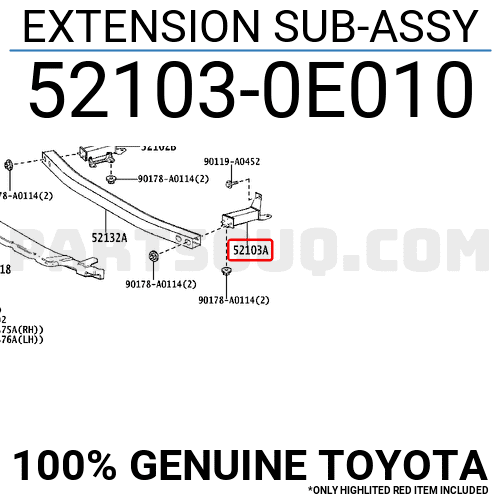 EXTENSION SUB-ASSY 521030E010 | Toyota Parts | PartSouq