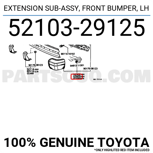 EXTENSION SUB-ASSY, FRONT BUMPER, LH 5210329125 | Toyota Parts | PartSouq