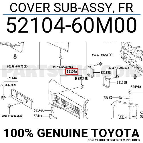 COVER SUB-ASSY, FR 5210460M00 | Toyota Parts | PartSouq
