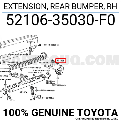 EXTENSION, REAR BUMPER, RH 5210635030F0 | Toyota Parts | PartSouq
