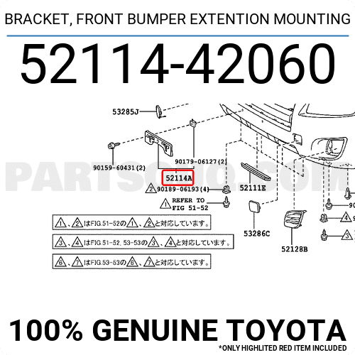 BRACKET, FRONT BUMPER EXTENTION MOUNTING 5211442060 | Toyota Parts ...
