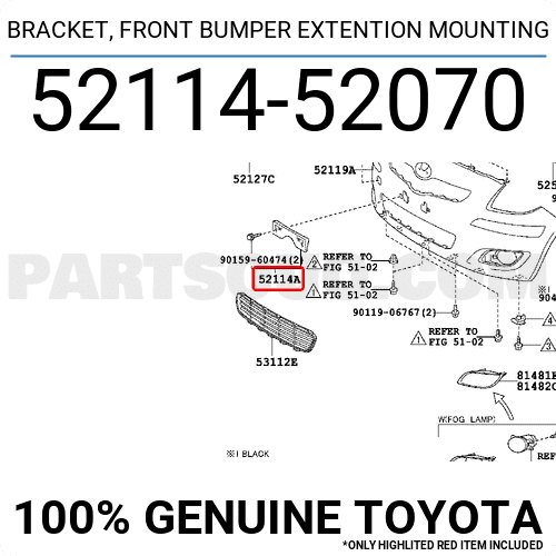 BRACKET, FRONT BUMPER EXTENTION MOUNTING 5211452070 | Toyota Parts ...