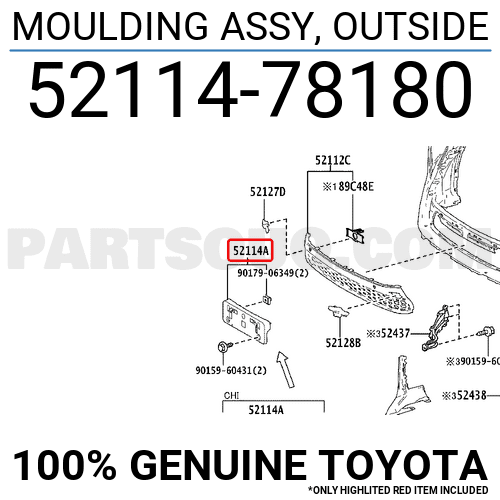 MOULDING ASSY, OUTSIDE 5211478180 | Toyota Parts | PartSouq