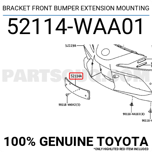 BRACKET FRONT BUMPER EXTENSION MOUNTING 52114WAA01 | Toyota Parts ...