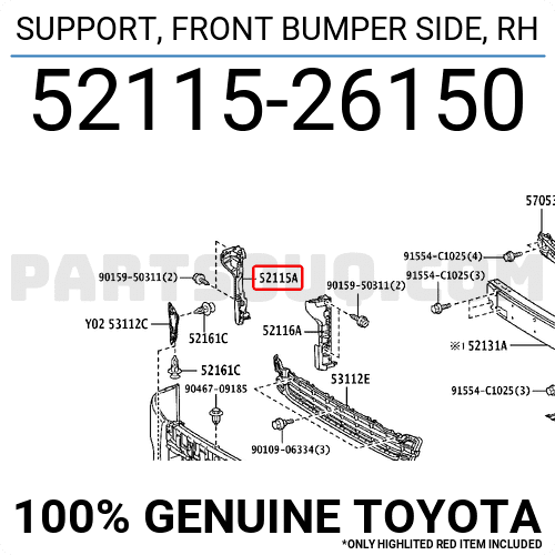 SUPPORT, FRONT BUMPER SIDE, RH 5211526150 | Toyota Parts | PartSouq