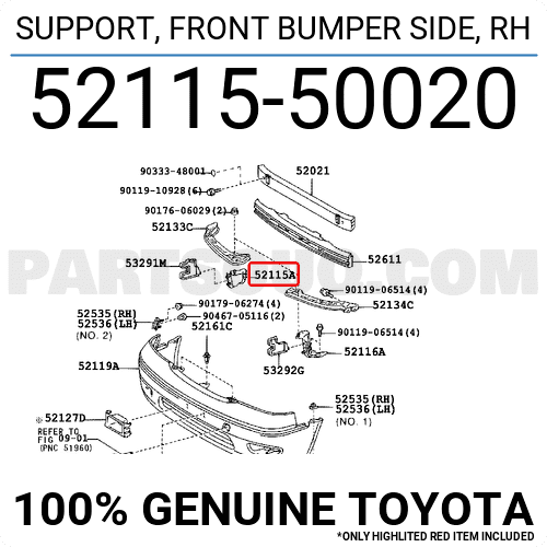 SUPPORT, FRONT BUMPER SIDE, RH 5211550020 | Toyota Parts | PartSouq