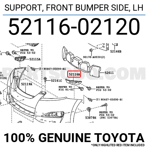 SUPPORT, FRONT BUMPER SIDE, LH 5211602120 | Toyota Parts | PartSouq