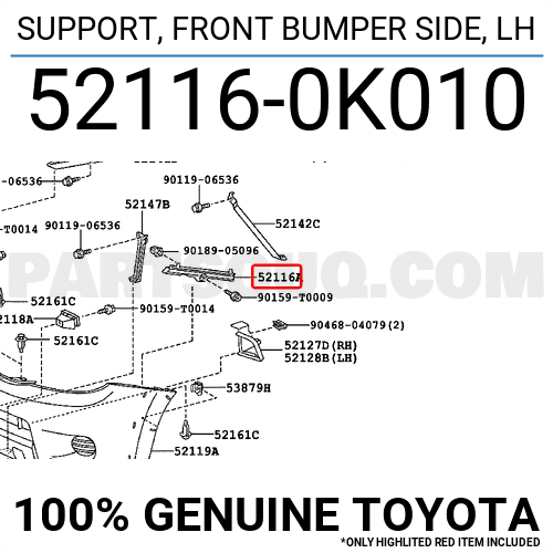 SUPPORT, FRONT BUMPER SIDE, LH 521160K010 | Toyota Parts | PartSouq